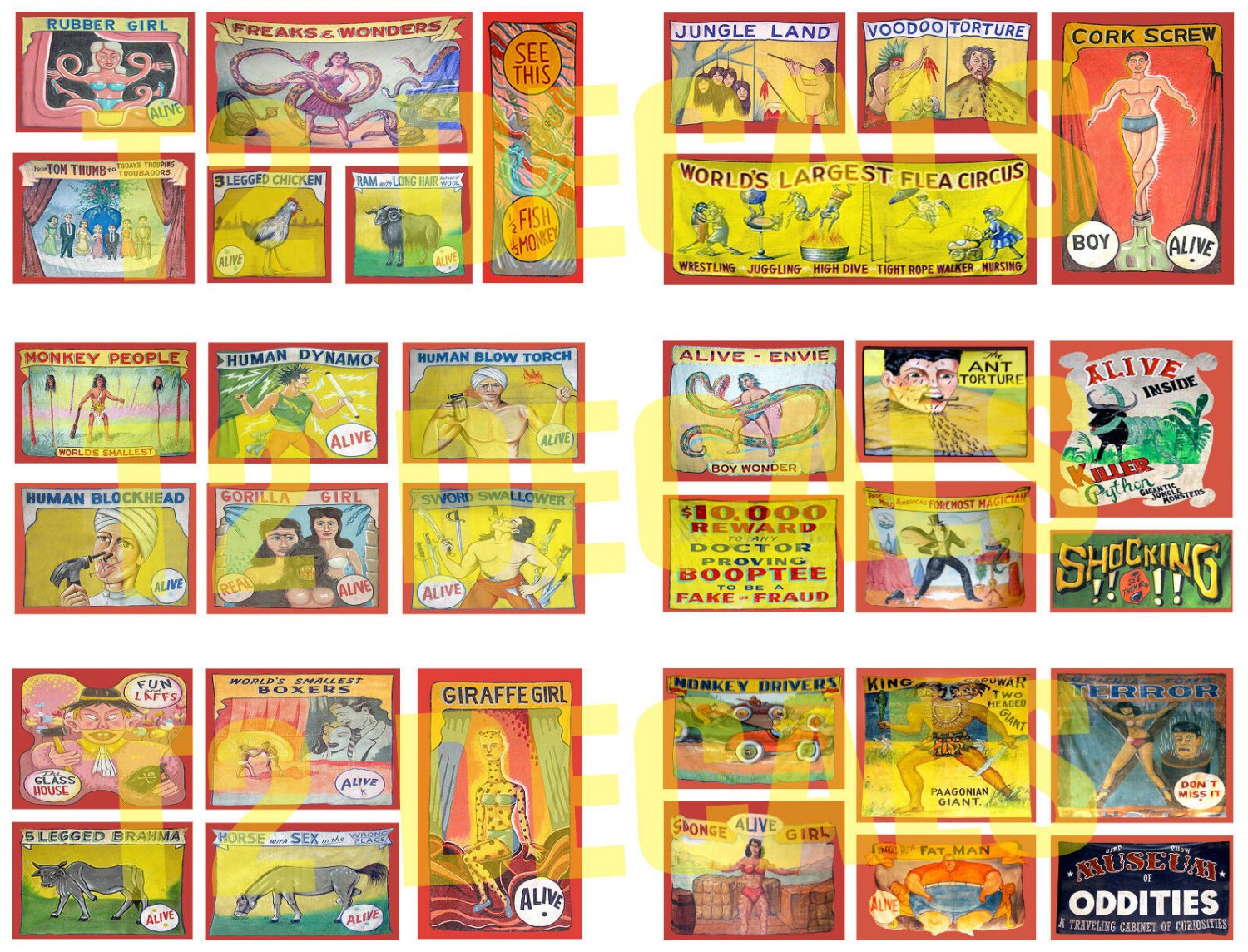 HO Scale Circus Sideshow Decals MEGA SHEET #4