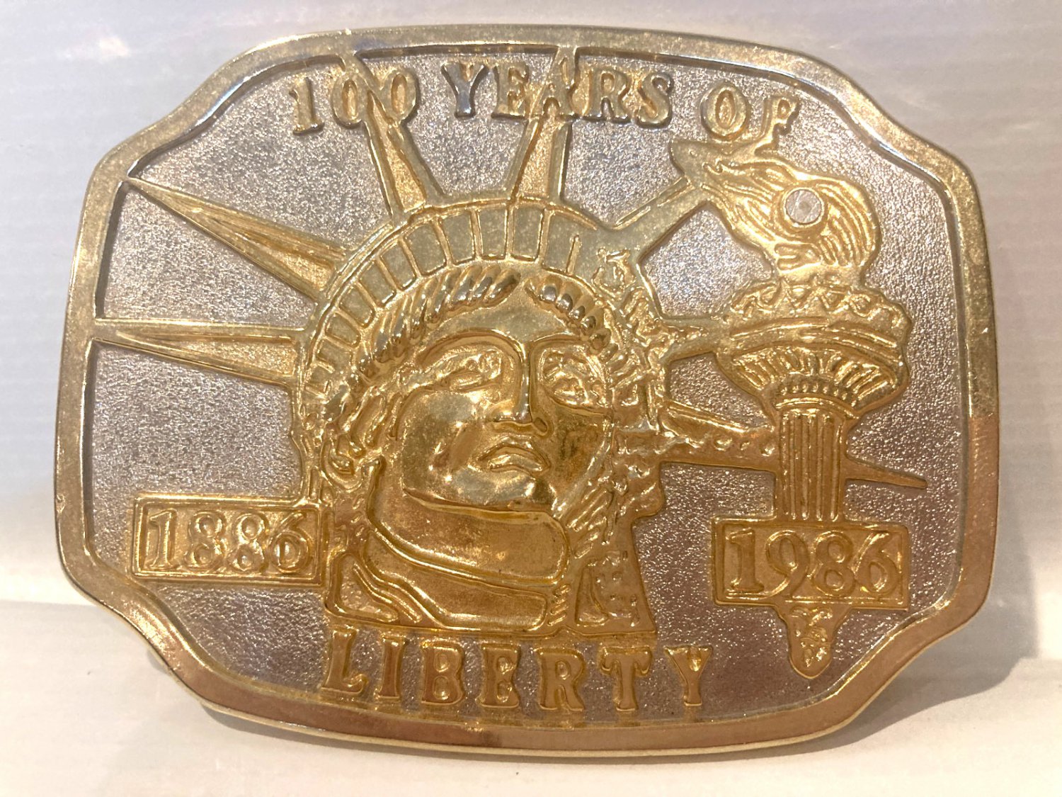 Vintage 1986 100 Years of Liberty America Belt Buckle