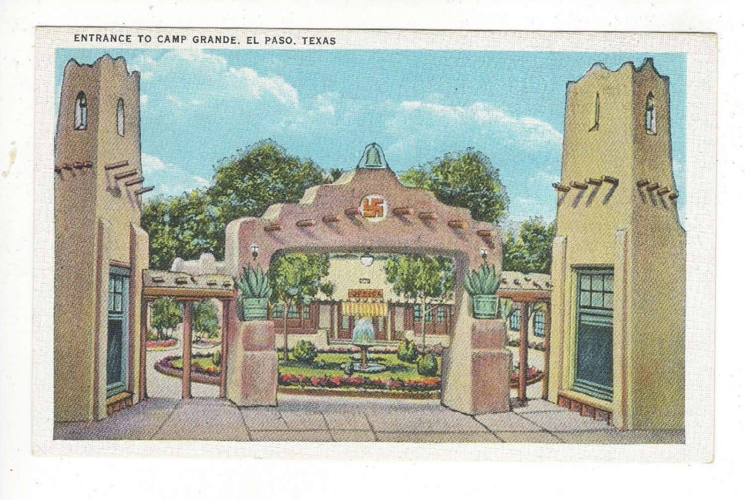 Postcard White Border Camp Grande El Paso, Texas Tichnor