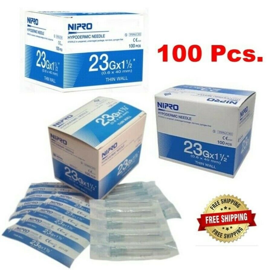 Nipro Hypodermic Needle 23g x 1 1/2" Thin Wall Sterile 0.6 x 40 mm ...