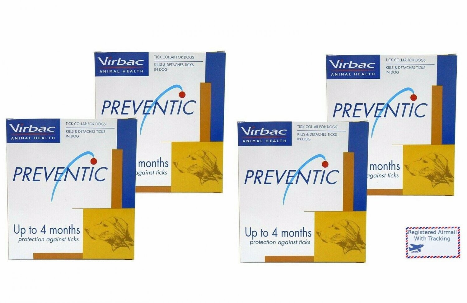 4 X Preventic Virbac Tick Collar 25" Dogs Up to 4 Months Protect + Track
