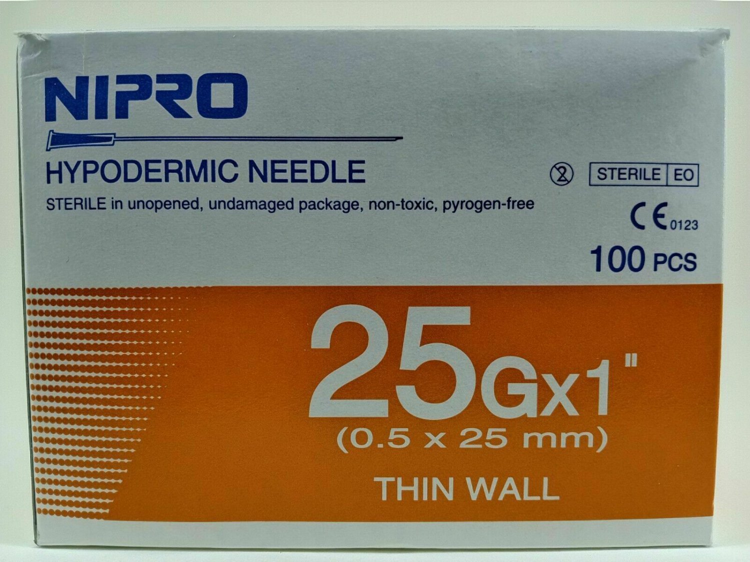100pcs Nipro Hypodermic Needle 25g 1" 0.5 x 25 mm Thin Wall Box FAST ...