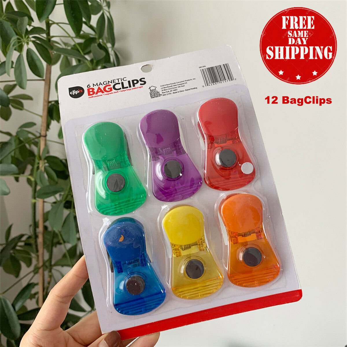 12 Magnetic Clips Chip Bag Kitchen Refrigerator Magnets For Photos Food ...