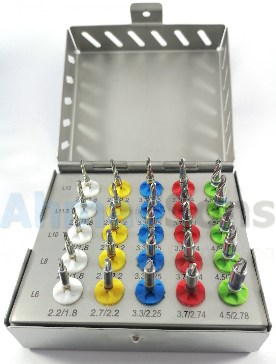 NEW 25 PCS DENTAL IMPLANT CONICAL DRILLS KIT WITH ORGANIZED BOX DENTAL ...