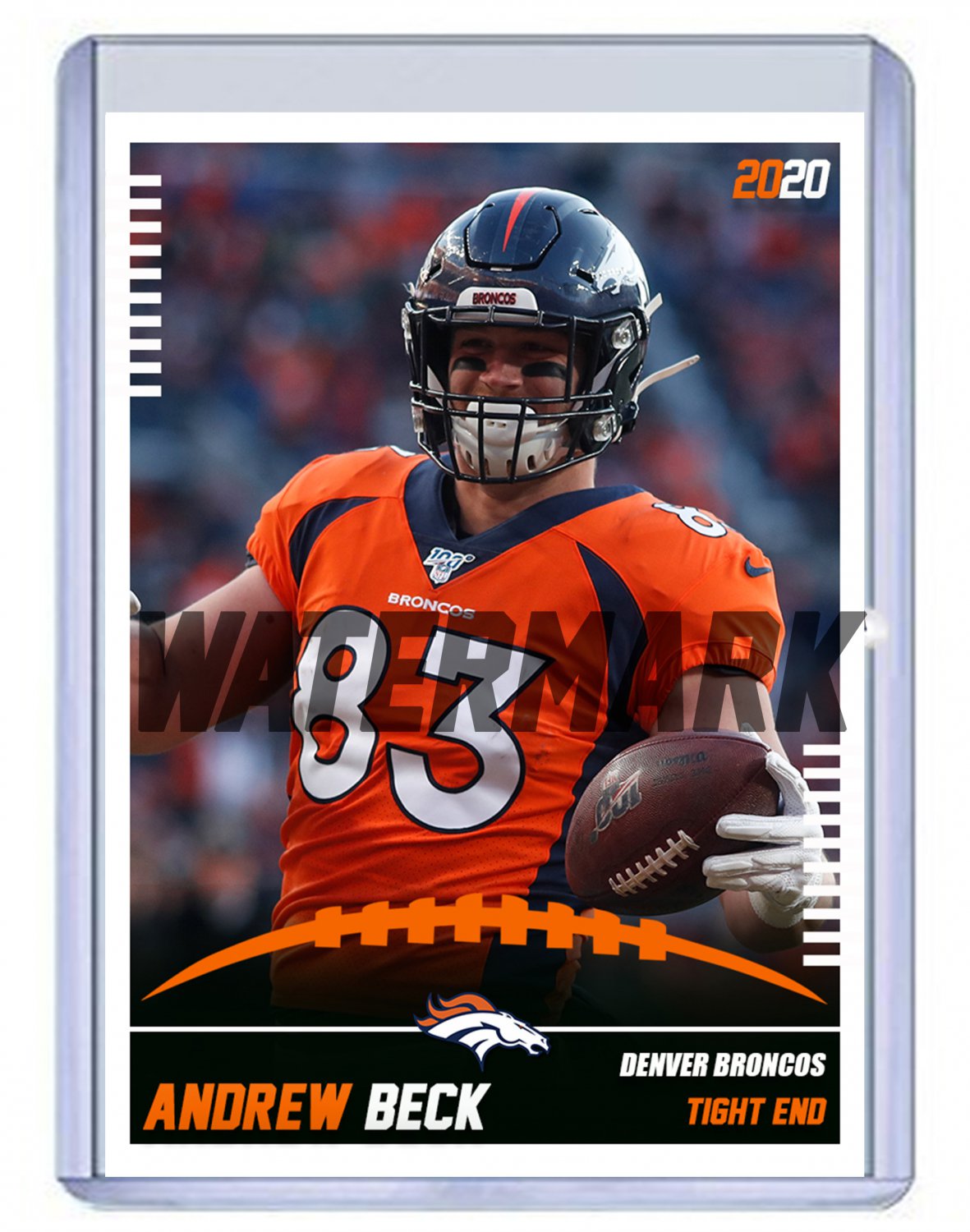Andrew Beck 2020 Denver Broncos custom handmade football card