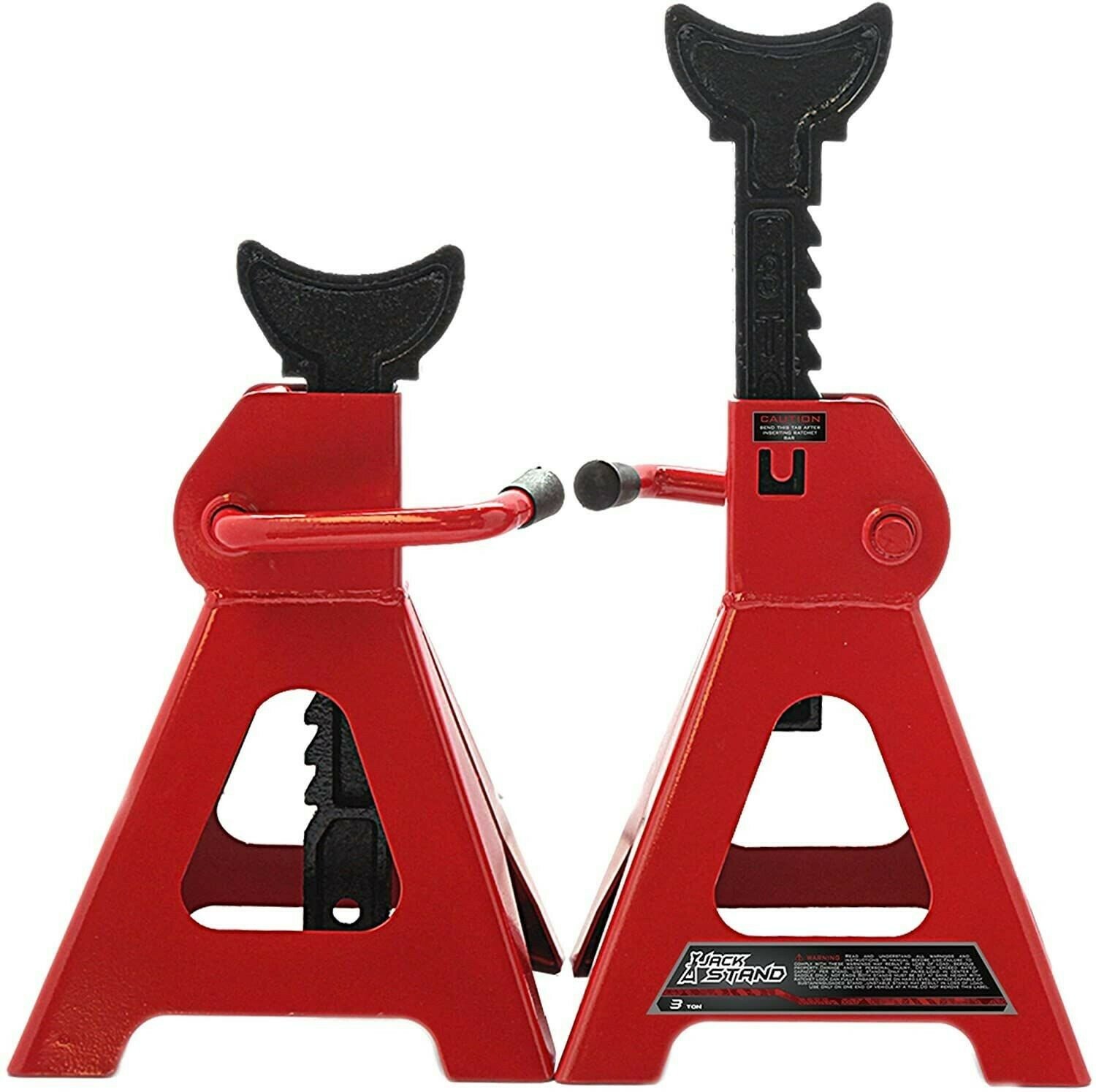 3 TON STEEL JACK STANDS , 1 PAIR SELF-LOCKING DESIGN (RED BRANDNEW)