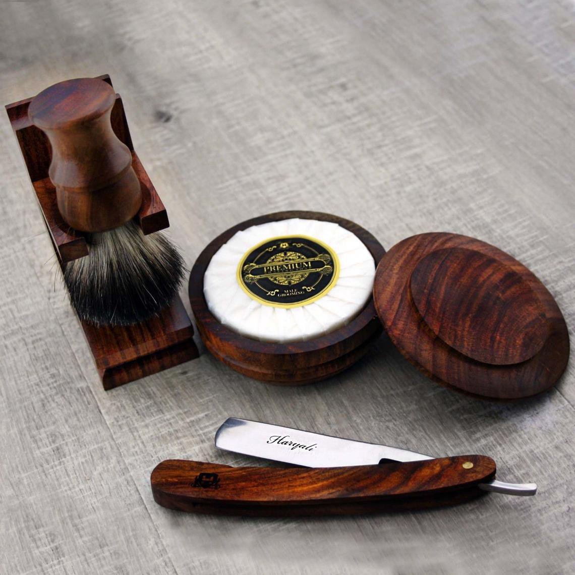 Vintage Style Shaving Set Straight Razor Cut Throat & Pure Black ...