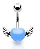LIGHT BLUE ANGEL WINGED NAVEL RING