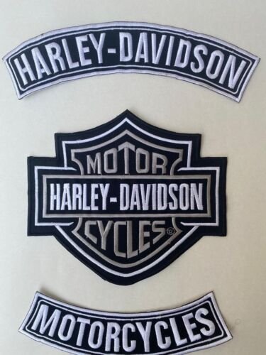 Harley Davidson Classic Gray Logo Sew-on Patch Top Bottom Rocker PATCH-
