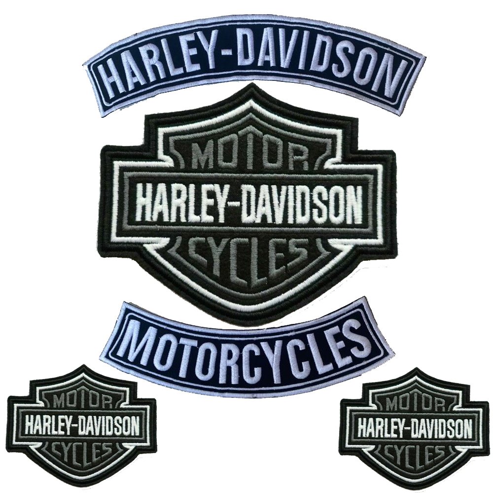 Harley Davidson Classic Gray Logo Sew-on Patch Top Bottom Rocker PATCH ...