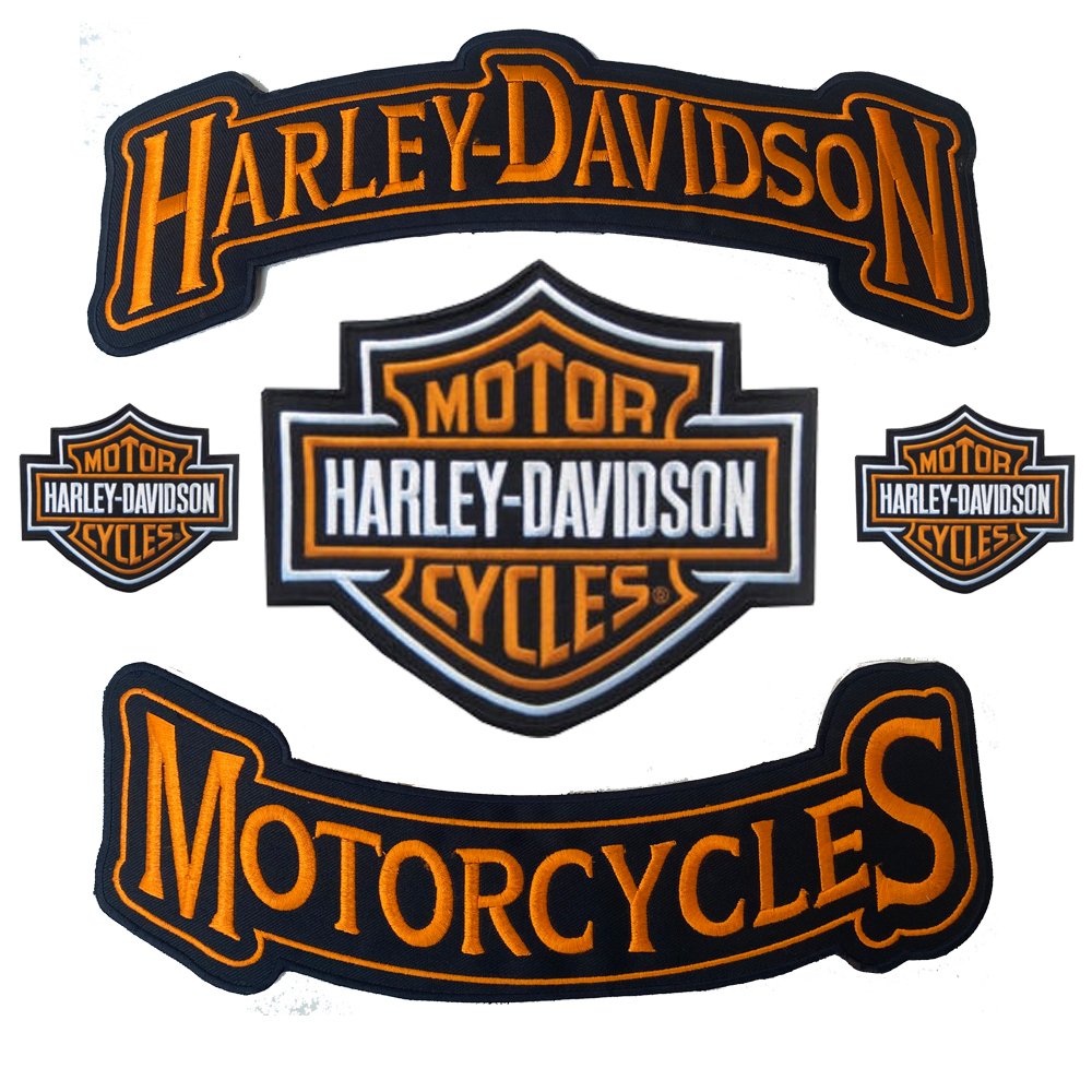 Harley Davidson Classic Orange Logo Sew-on Patch Top Bottom Rocker ...