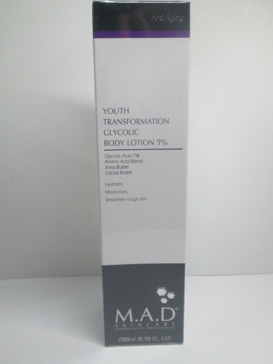 M.A.D skincare youth transformation glycolic body lotion 7% 200ml/6.75 ...