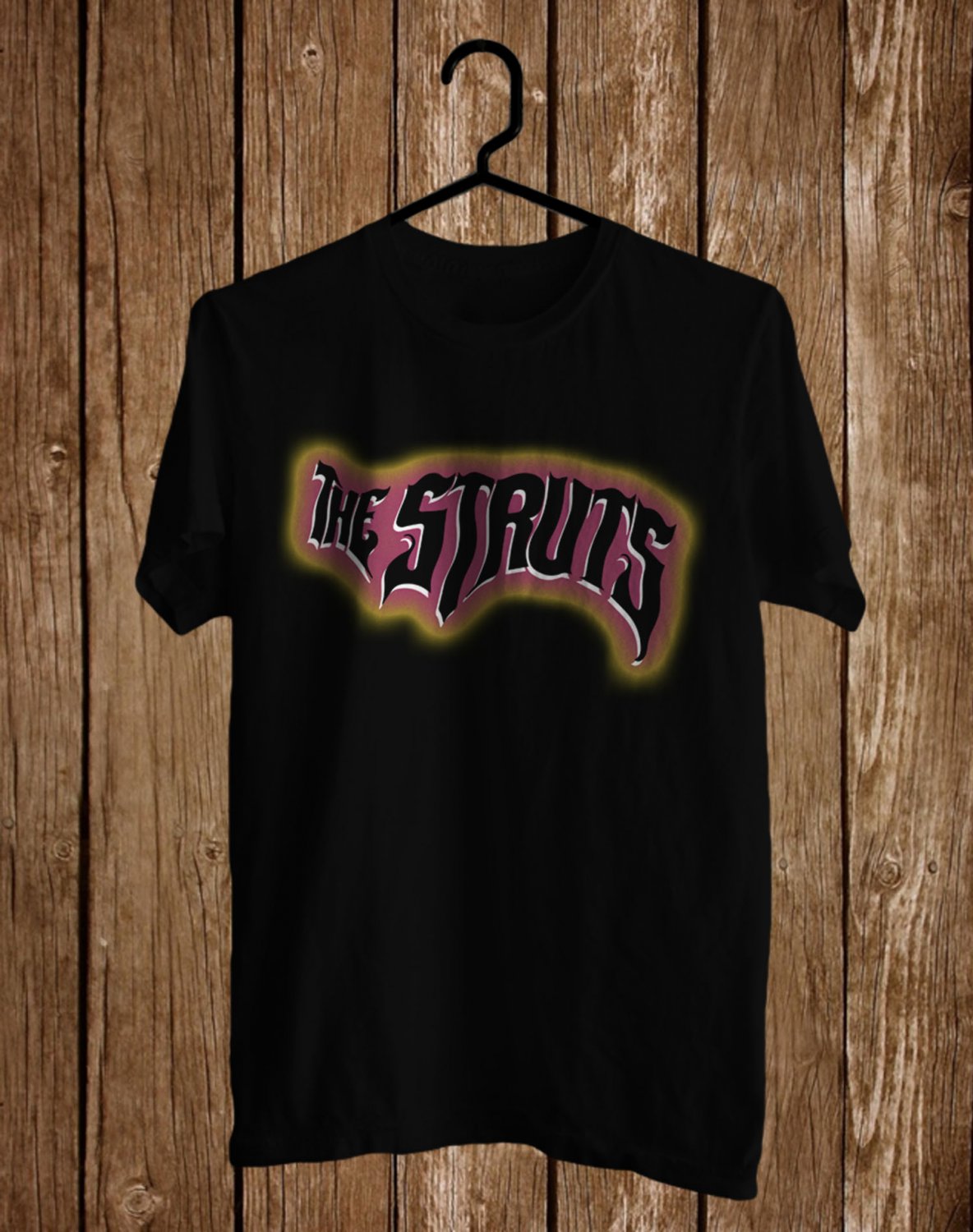 THE STRUTS BAND LOGO FRONT SIDE BLACK TEE SHIRT