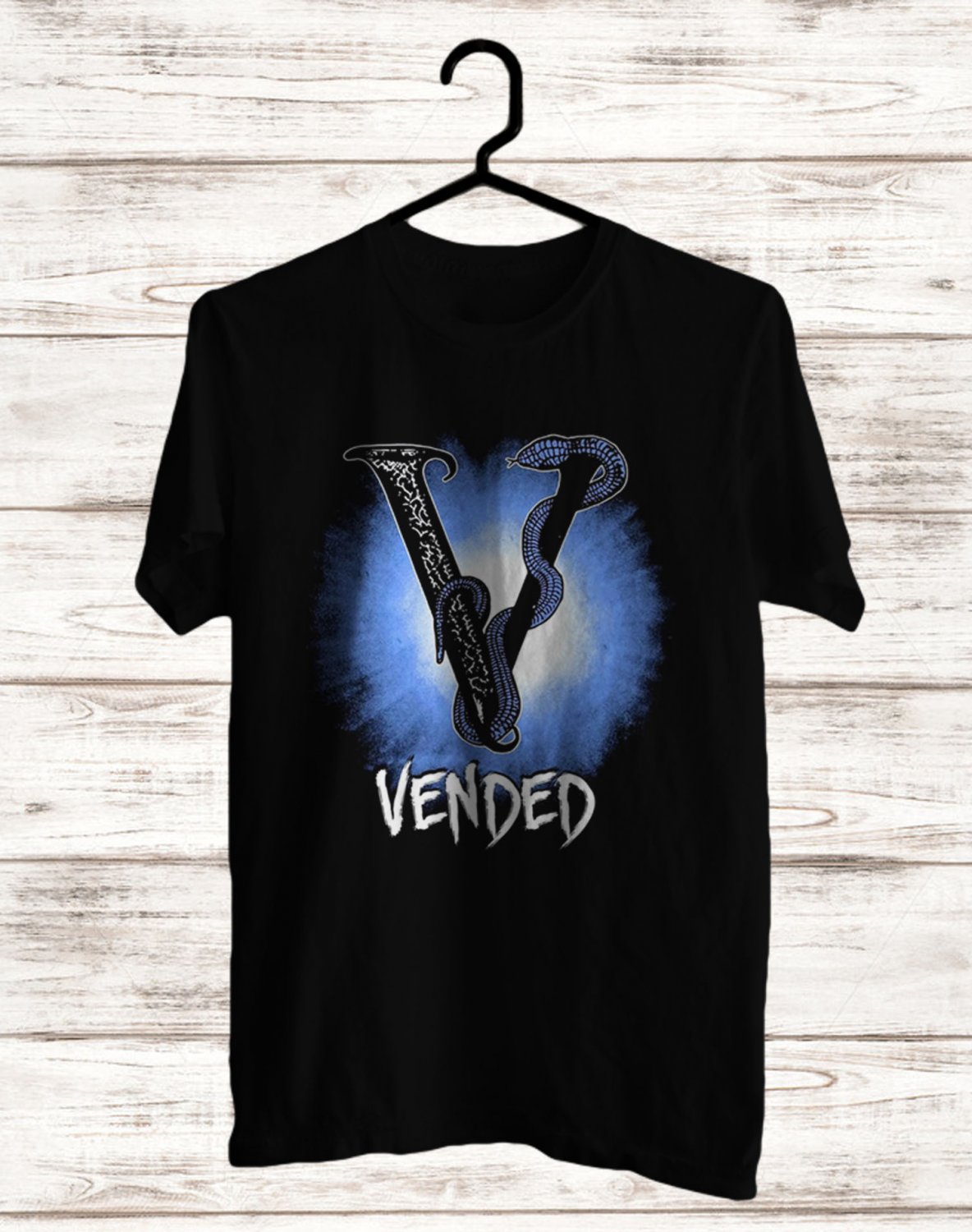 VENDED METAL BAND LOGOS FRONT SIDE BLACK TEE SHIRT