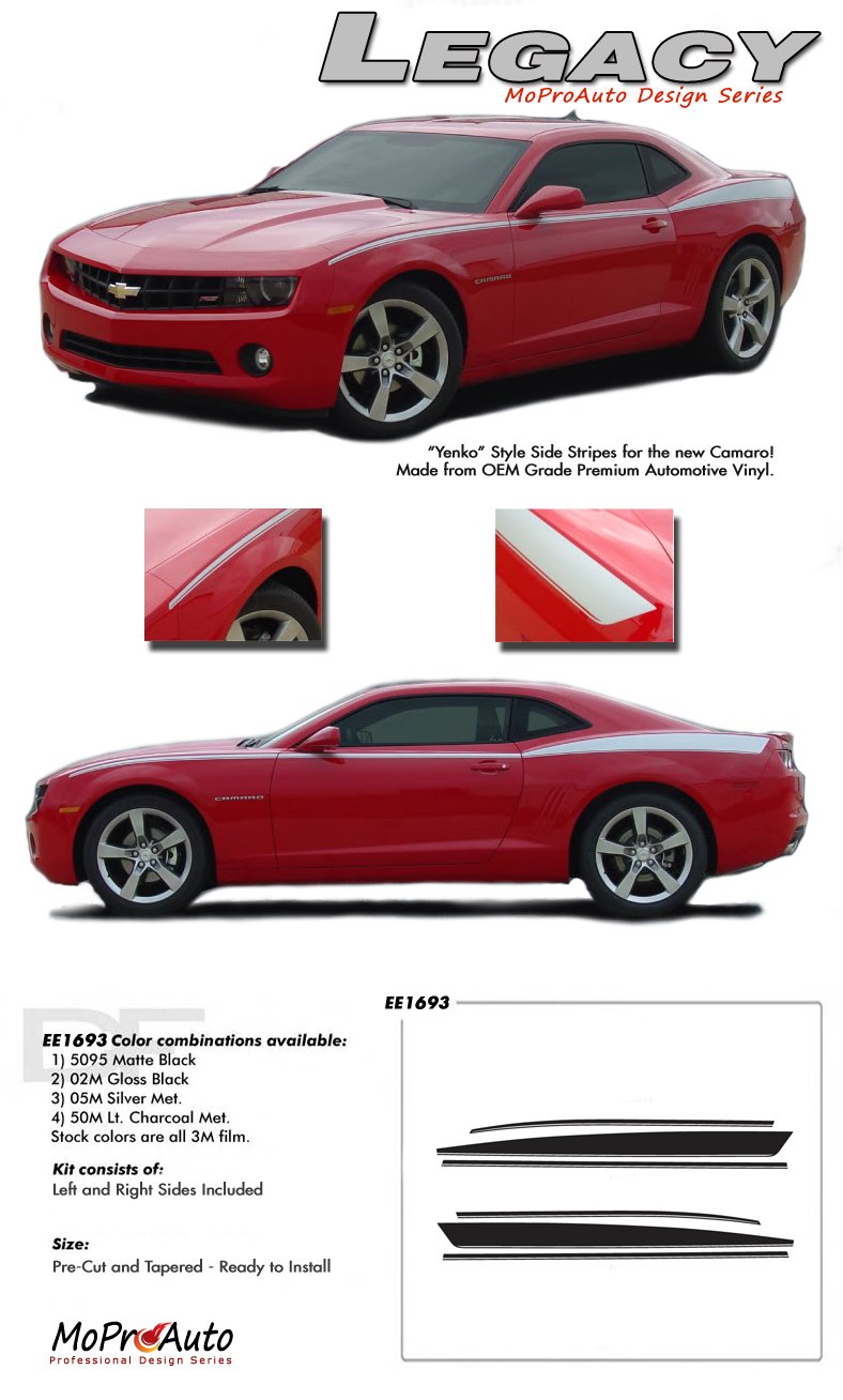 LEGACY : 2010 2011 2012 2013 2014 Chevy Camaro "Yenko" Style Side Stripes