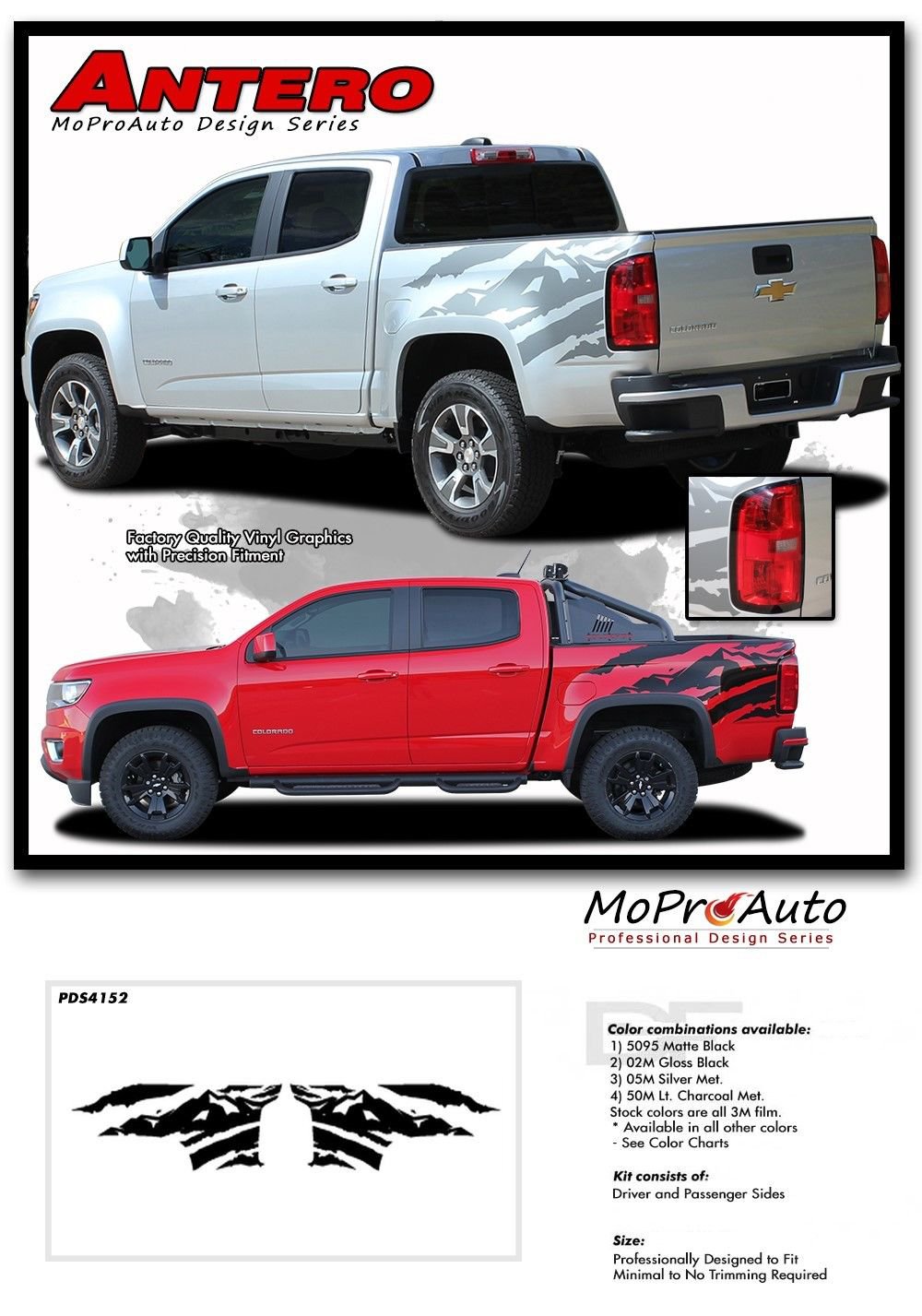 2015-2017 2018 Chevy Colorado ANTERO Vinyl Graphics Decals 3M Pro ...