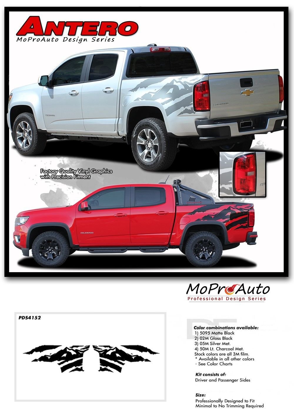 2018 Chevy Colorado ANTERO Rear Truck Bed Vinyl Graphic Stripe Decals ...