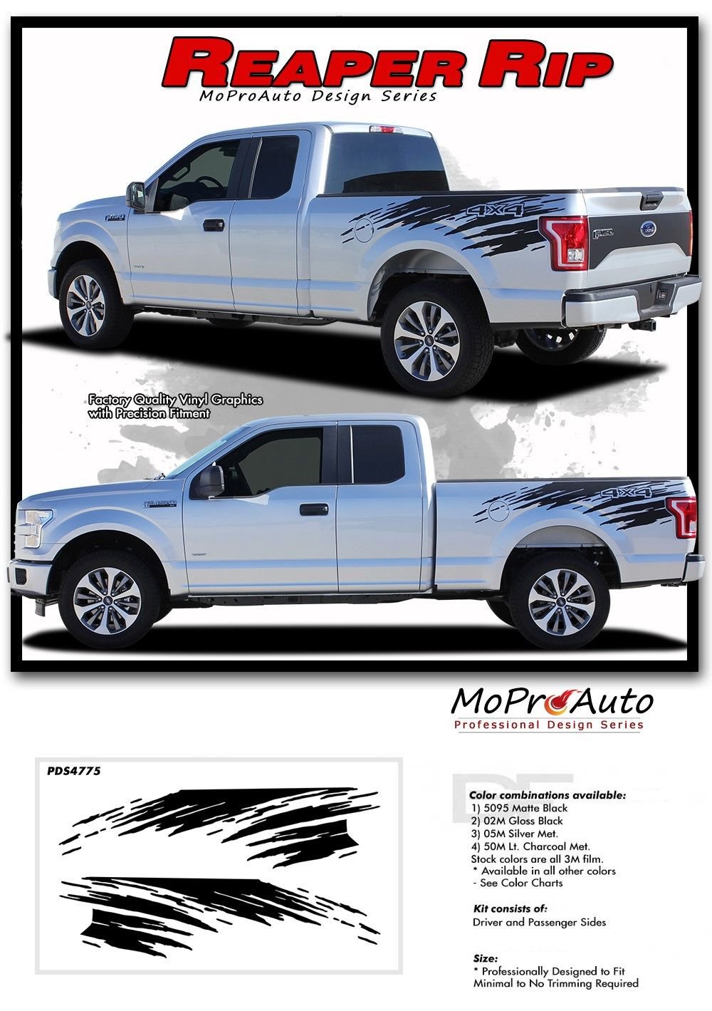 RIP 4X4 Side Truck Bed Vinyl Graphic Stripe 3M Decal 2016 2017 2018 ...