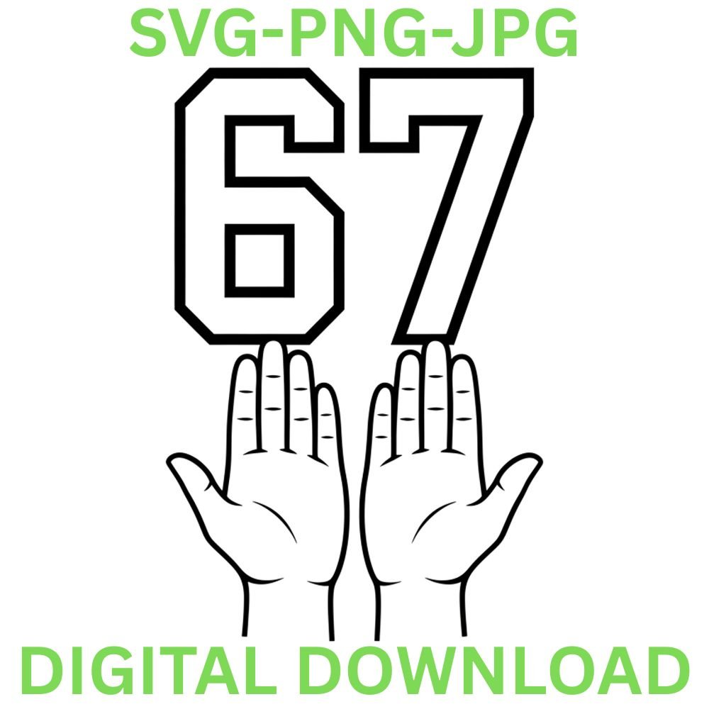 Six Seven Meme PNG | Funny Viral Internet Trend | 67 Hands Digital Download