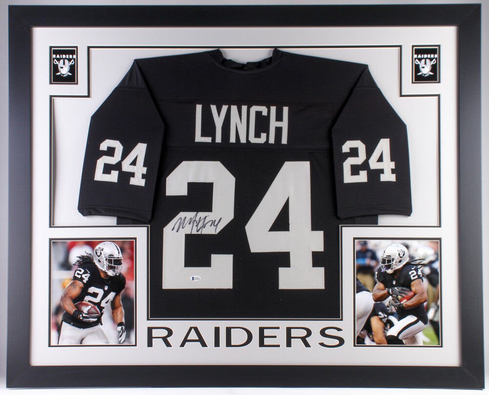Marshawn Lynch Signed Oakland Raiders 35x43 Custom Framed Jersey ...