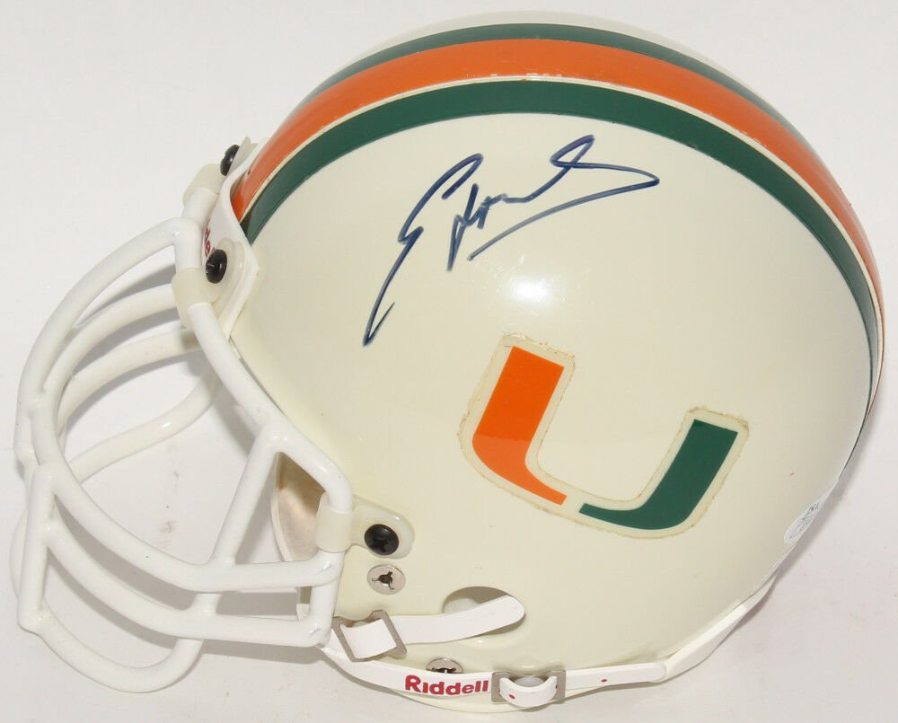 Edgerrin James Signed Miami Hurricanes Mini-Helmet (JSA COA & Mounted ...
