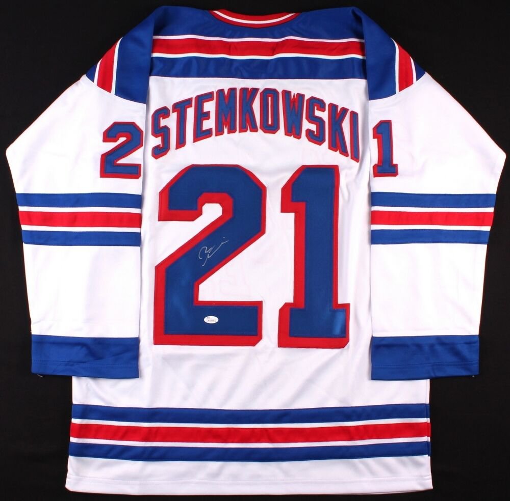 Pete Stemkowski Signed White Rangers Jersey (JSA) Playing career 1963–1979