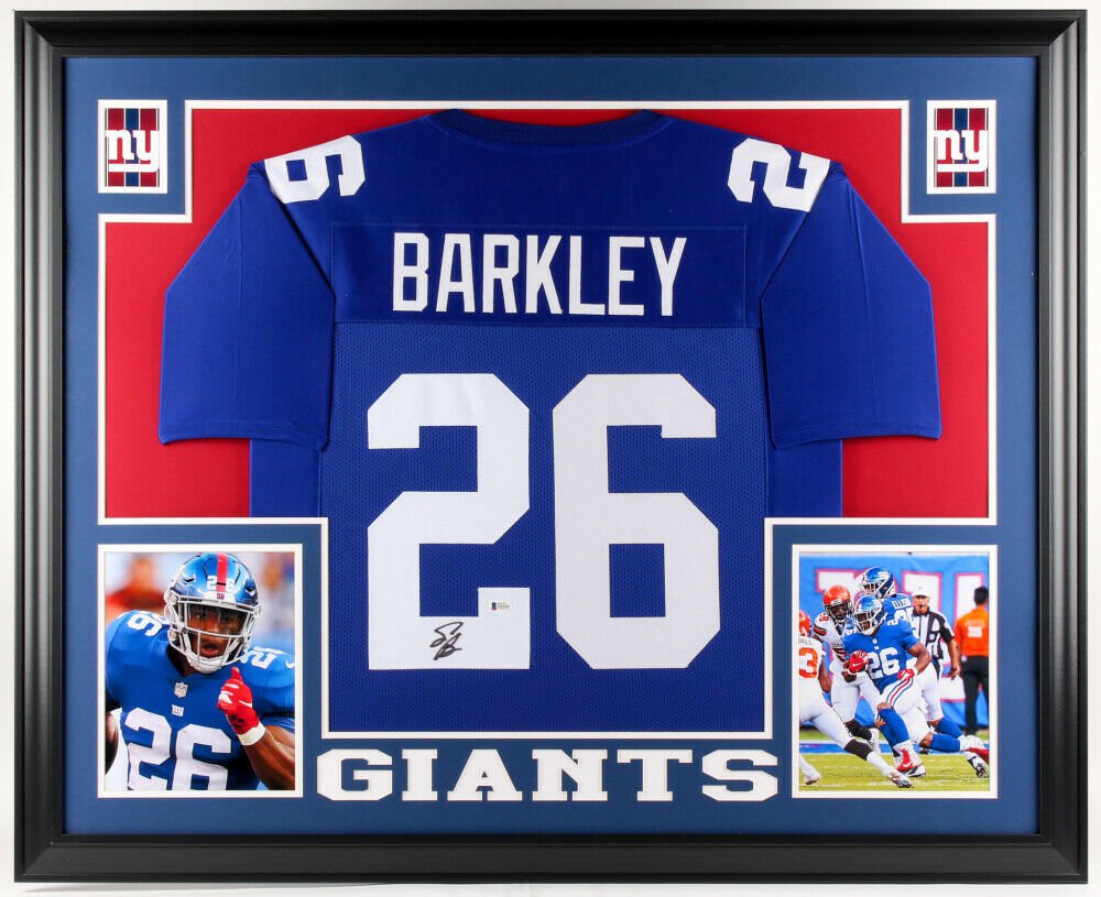 Saquon Barkley Signed New York Giants 35x43 Custom Framed Jersey ...