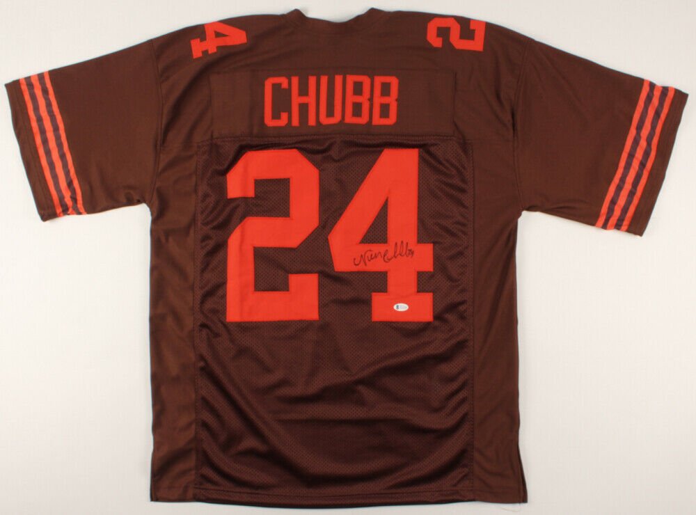 Nick Chubb Signed Browns Color Rush Jersey (Beckett COA) 2nd Rd Draft ...