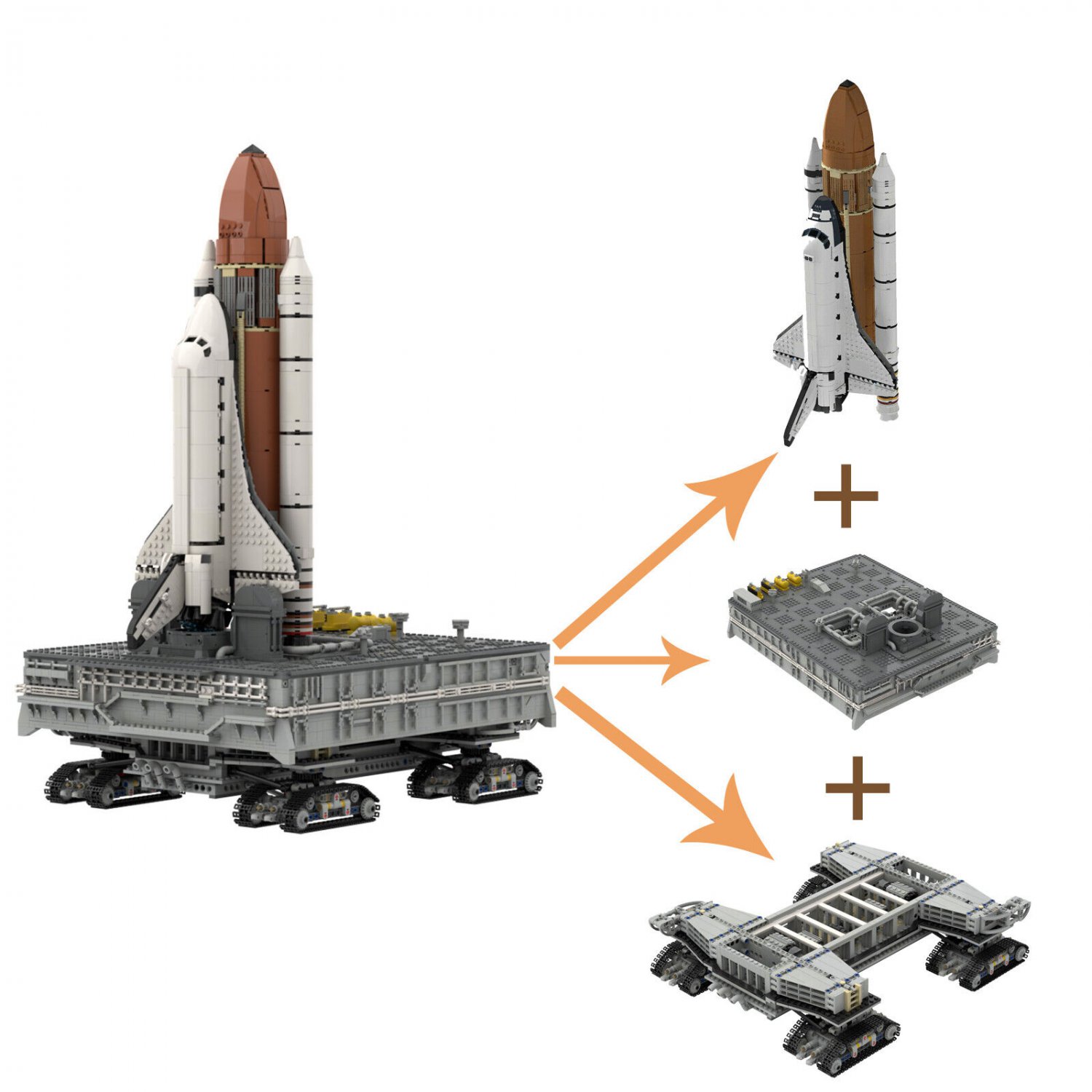 BuildMoc Launch Platform with Shuttle Expedition and Crawler transporters