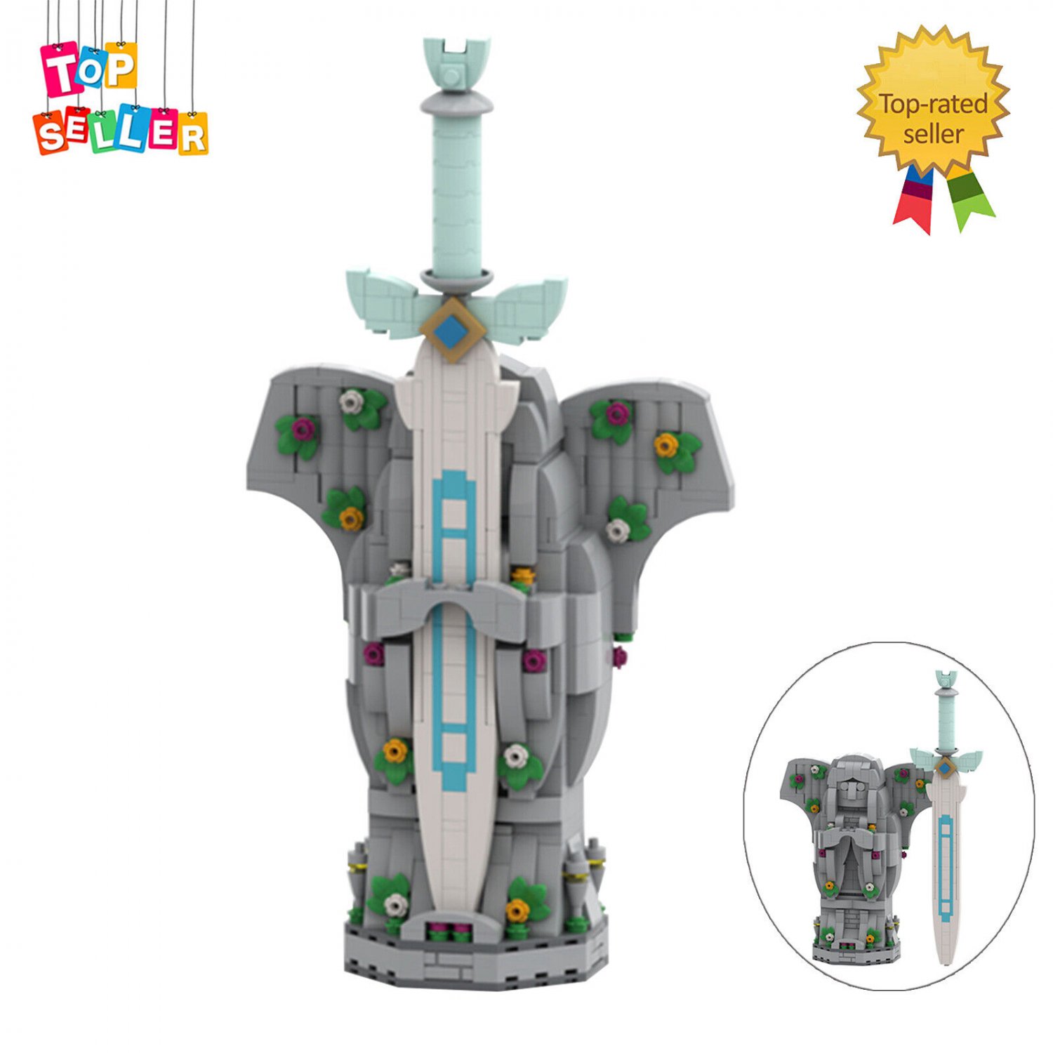 BuildMoc Goddess Sword with Base from Game about ' Link ' | 565 Pieces