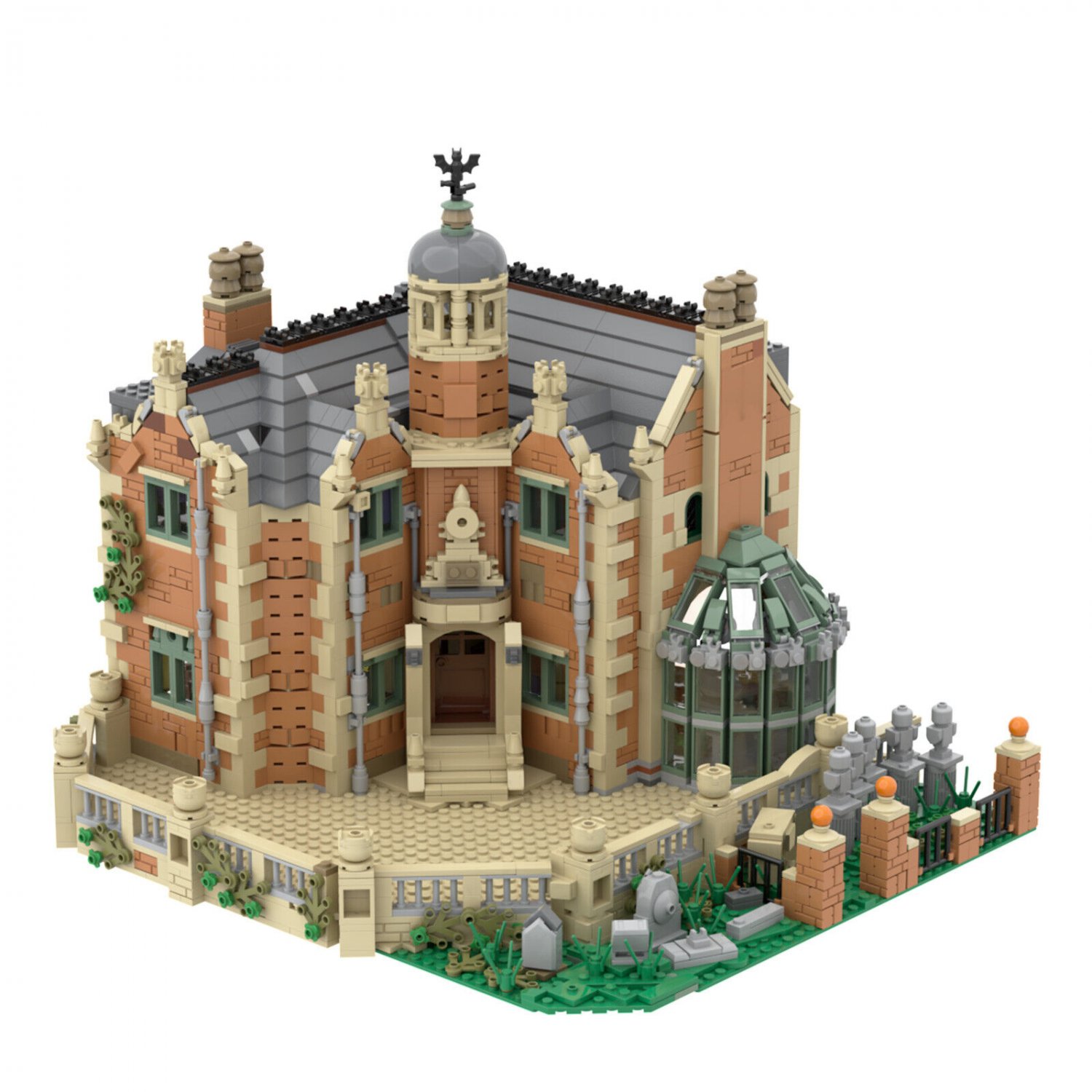 BuildMoc The Haunted Manor 3944 Bricks Gothic Revival Style Architecture