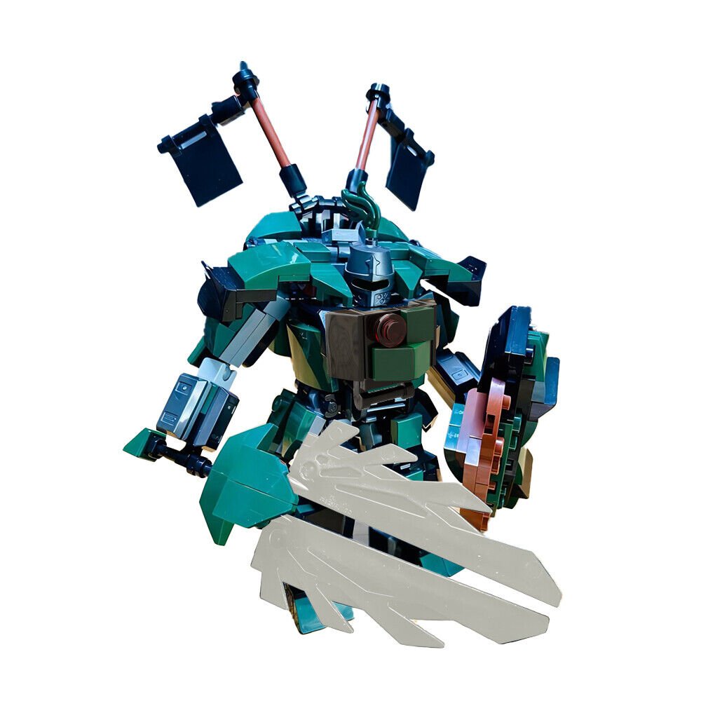BuildMoc Green Mech Suit Robot Model with Shield and a Huge Sword 259 ...