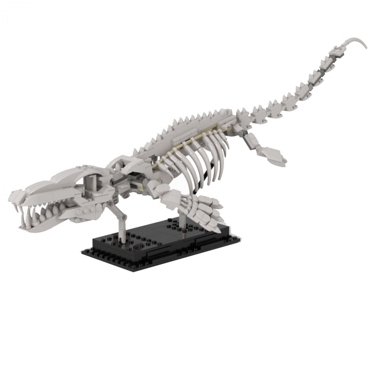 Mosasaur Skeleton Dinosaur Fossils Set with Stand