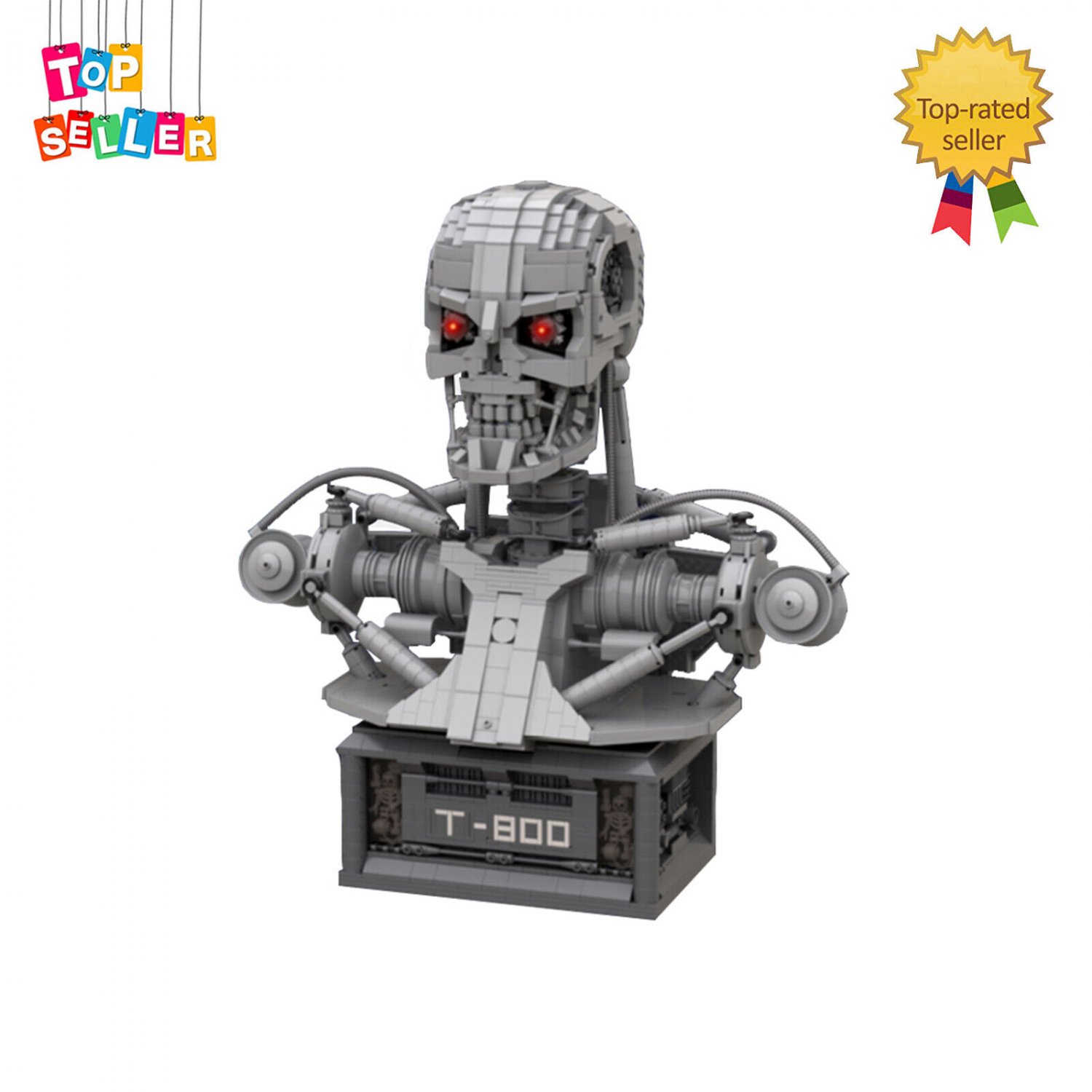 BuildMoc T-800 Bust Model with Power Functions and LED Eyes 3082 Pieces