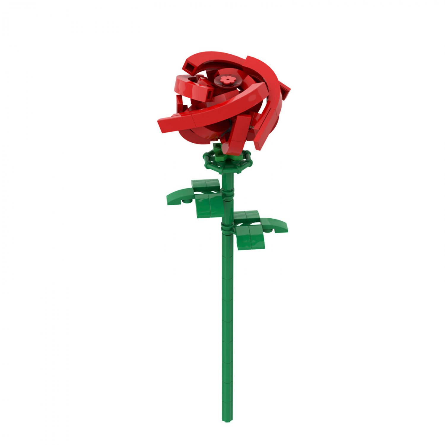 BuildMoc Long Stem Red Rose Model Plants Bouquet 443 Bricks for Collection
