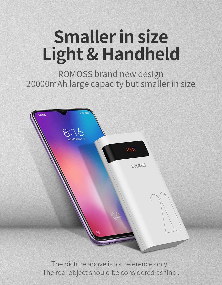 ROMOSS Sense6PS+ Power Bank 20000mAh USB Type C PD Fast Charging ...