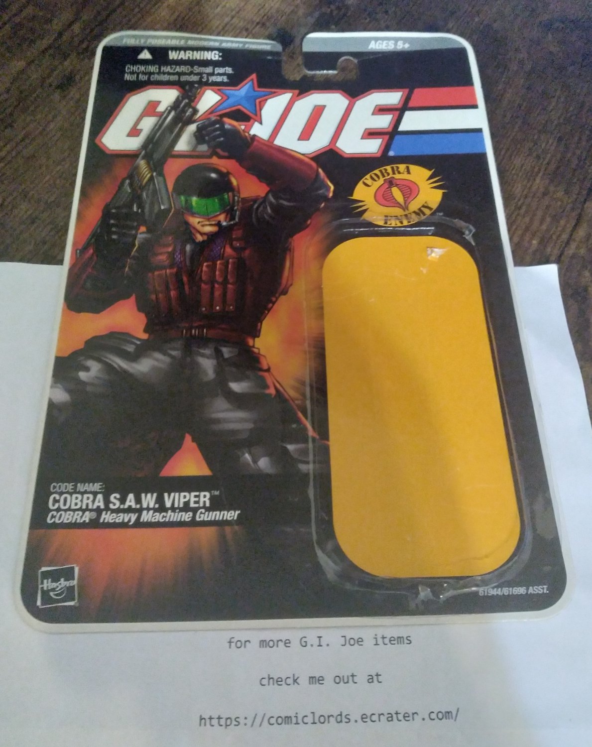 Cobra S.A.W. Viper V3 DTC Uncut cardback Filecard GI Joe GIJOE File Card