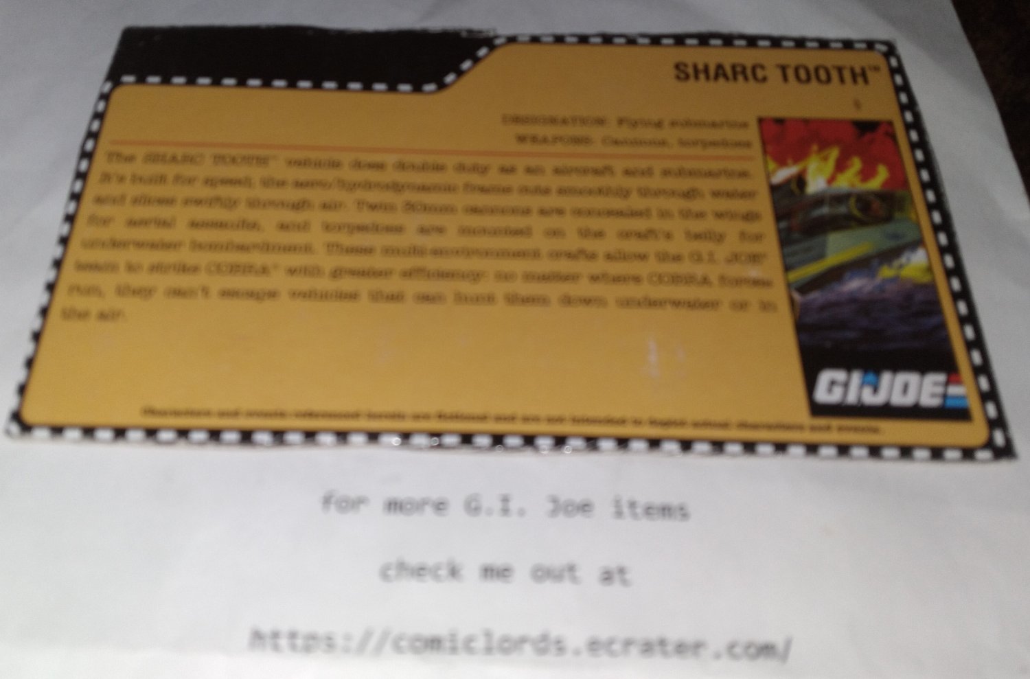 Sharc Tooth Filecard 25th Anniversary GI Joe G.I. Joe