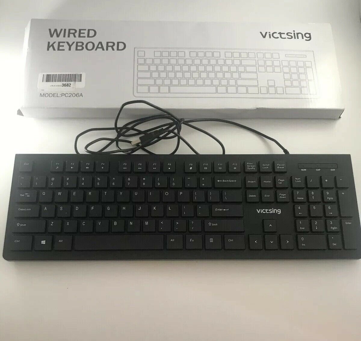 Victsing Wired Keyboard, Model: PC206A, Black