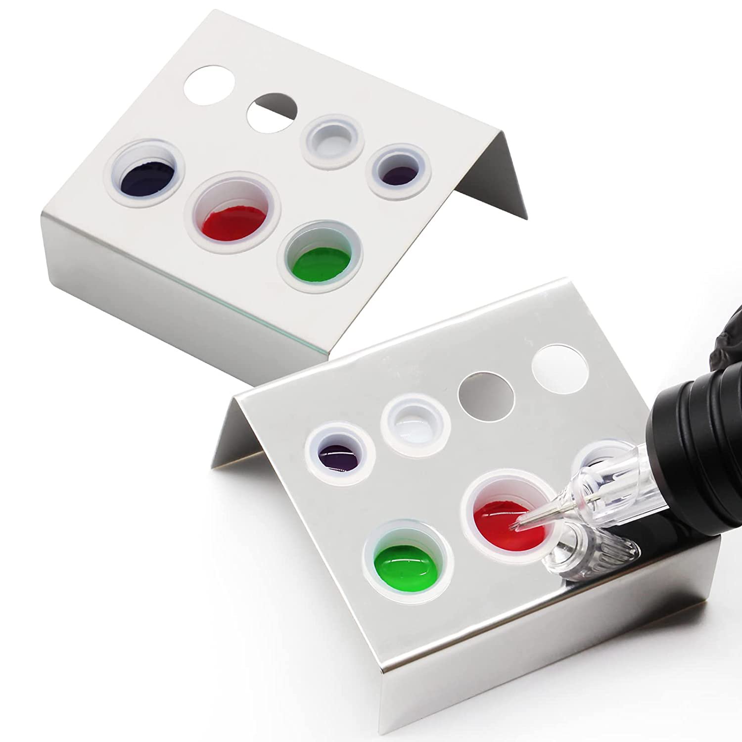 Tattoo Ink Cup Holder - Emalla 2Pcs Tattoo Ink Caps Holder 7 Holes ...
