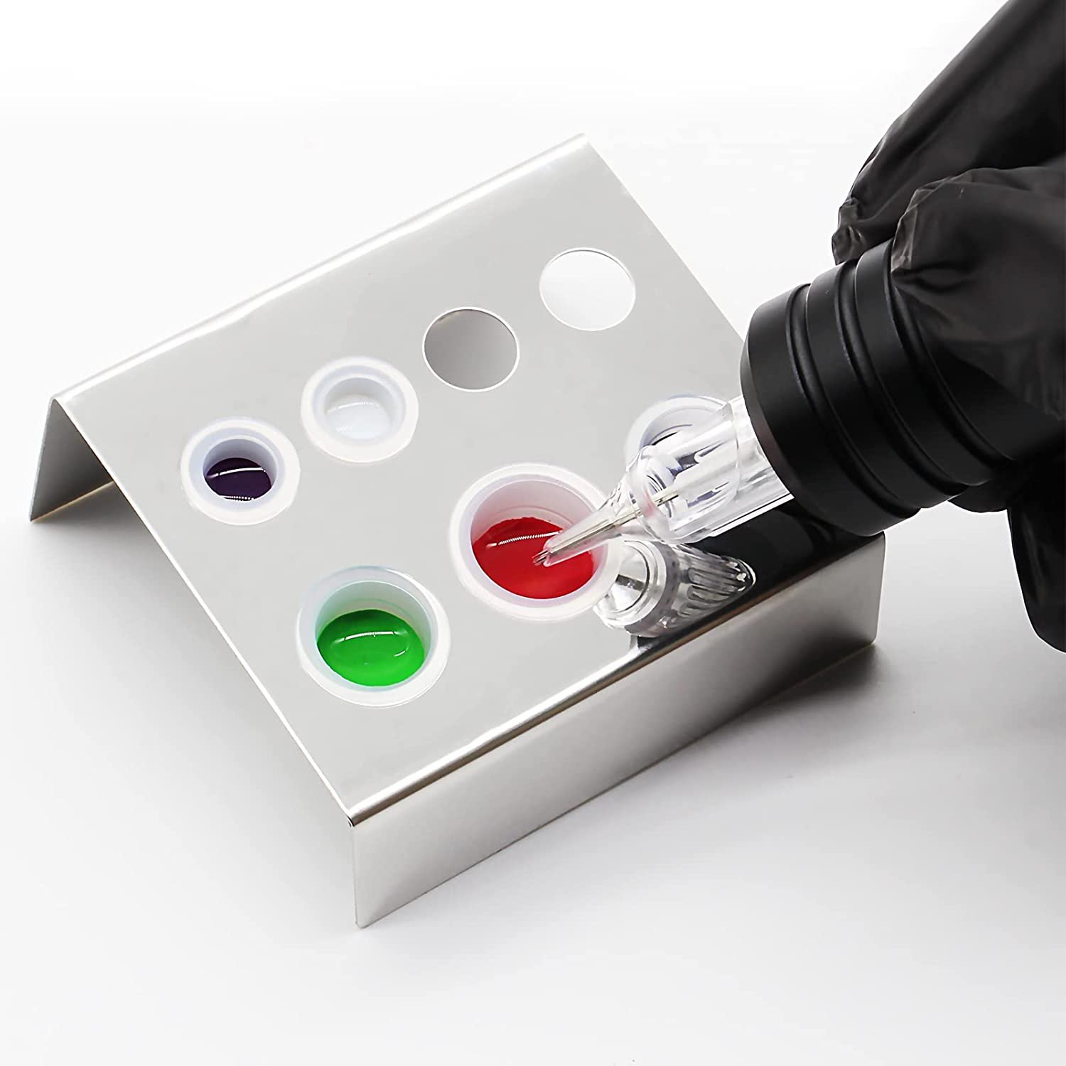 Tattoo Ink Cup Holder - Emalla 2Pcs Tattoo Ink Caps Holder 7 Holes ...