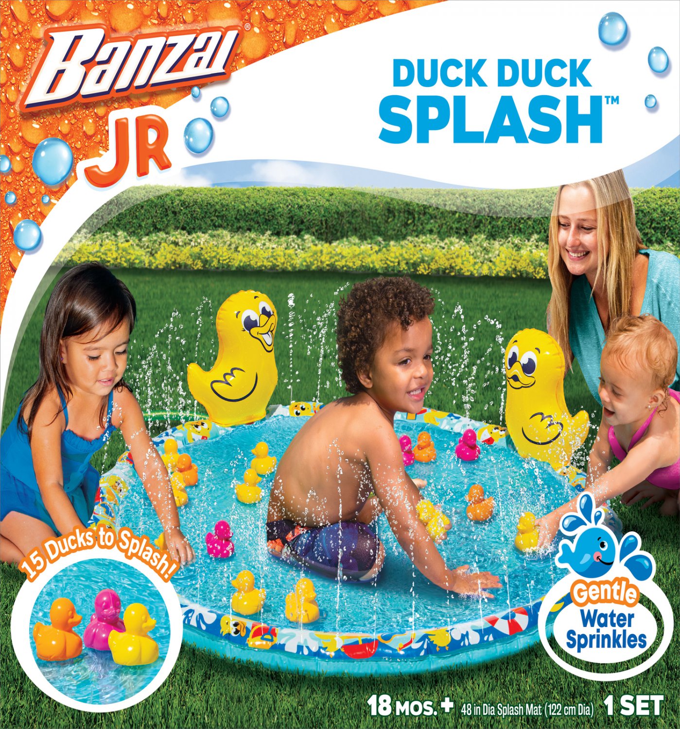 Banzai Duck Duck Splasn 2-In-1 Sprinkler & Splash Pad- for Kids ...
