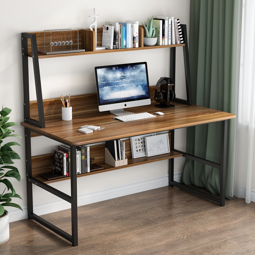 Tribesigns 47 Inch Computer Desk with Hutch & Storage Bookshelf