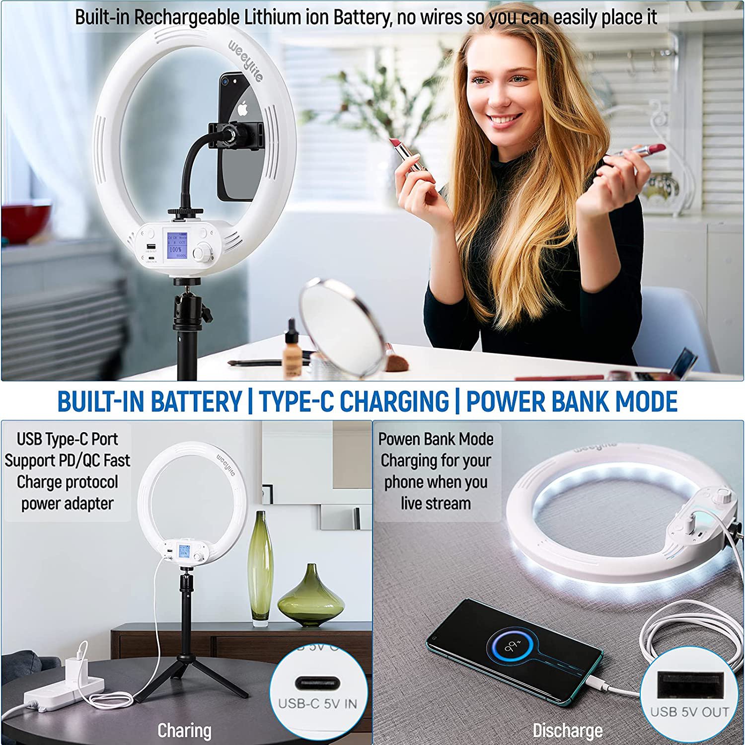 RGB Ring Light 10 Inch, App Control Multi Colored RGB Ring Light with ...