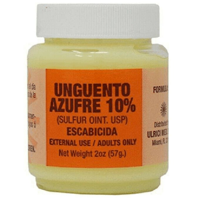 Sulfur Ointment USP 10% Scabicide Pomada Azufre Escabicida 2 oz