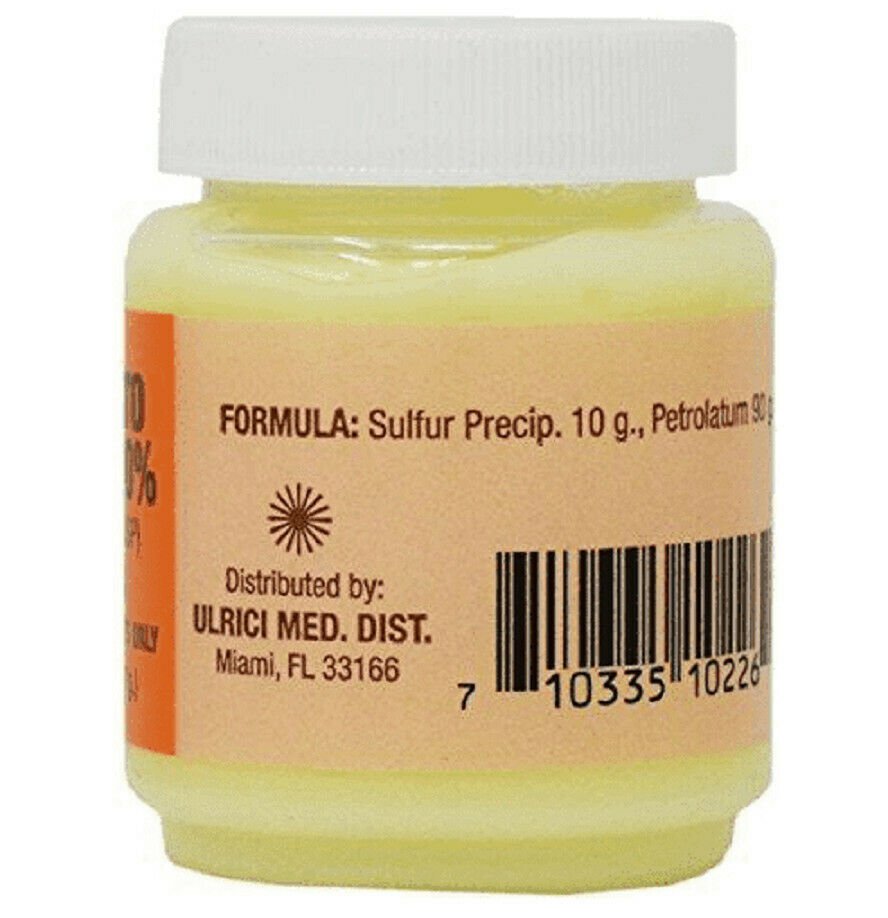 Sulfur Ointment USP 10% Scabicide Pomada Azufre Escabicida 2 oz