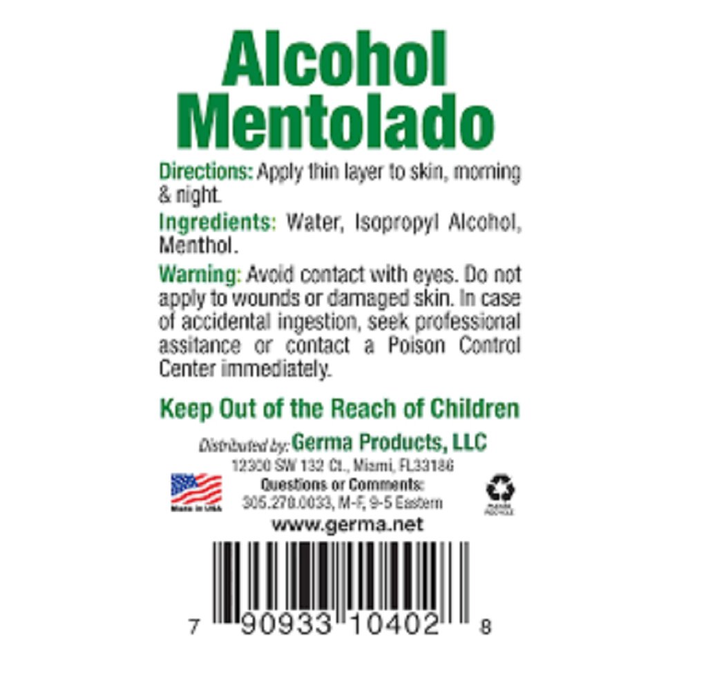 Germa Mentholated Alcohol /Alcohol Mentolado 1.7oz