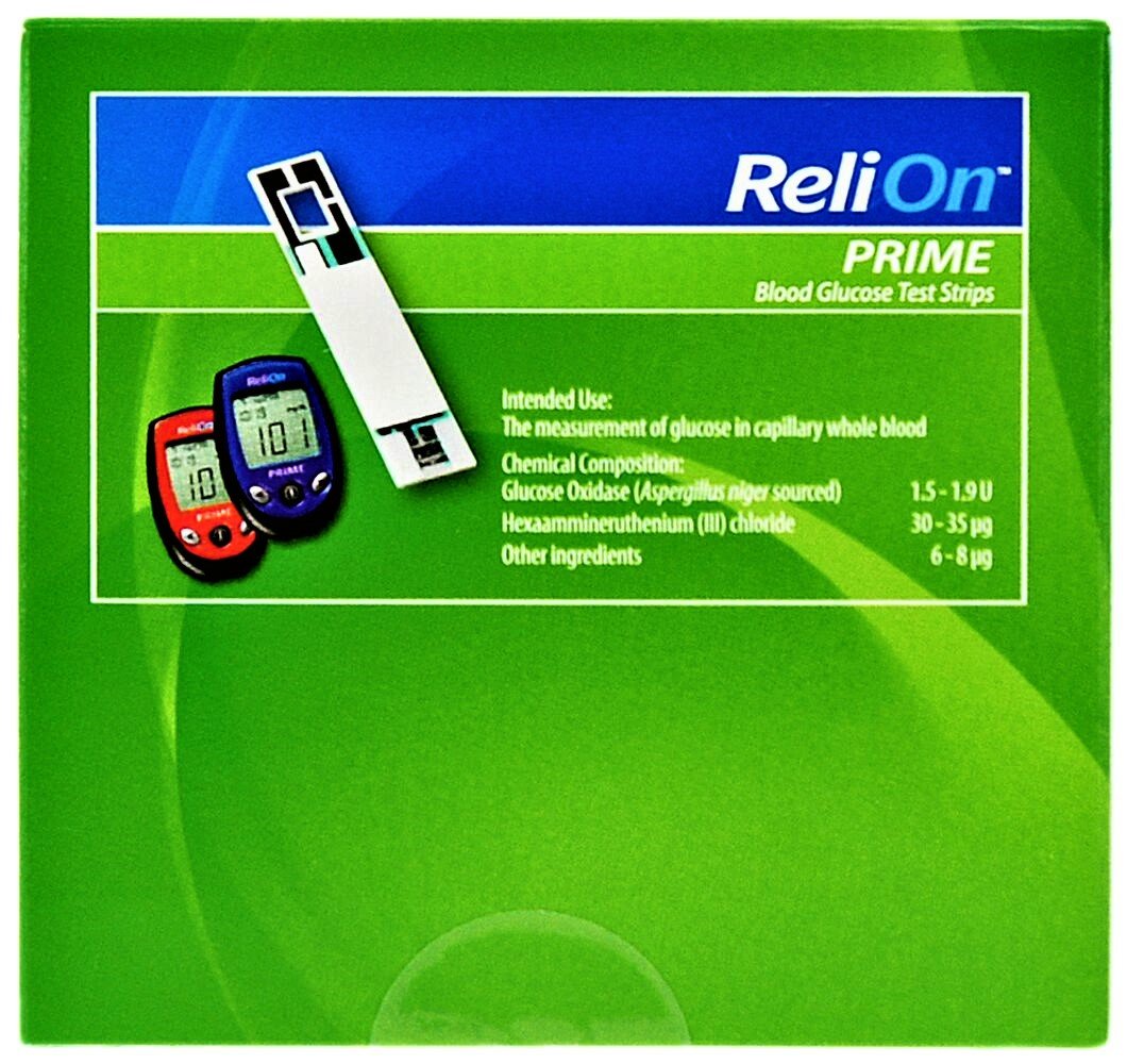 ReliOn Prime Blood Glucose Test Strips 100 Strips