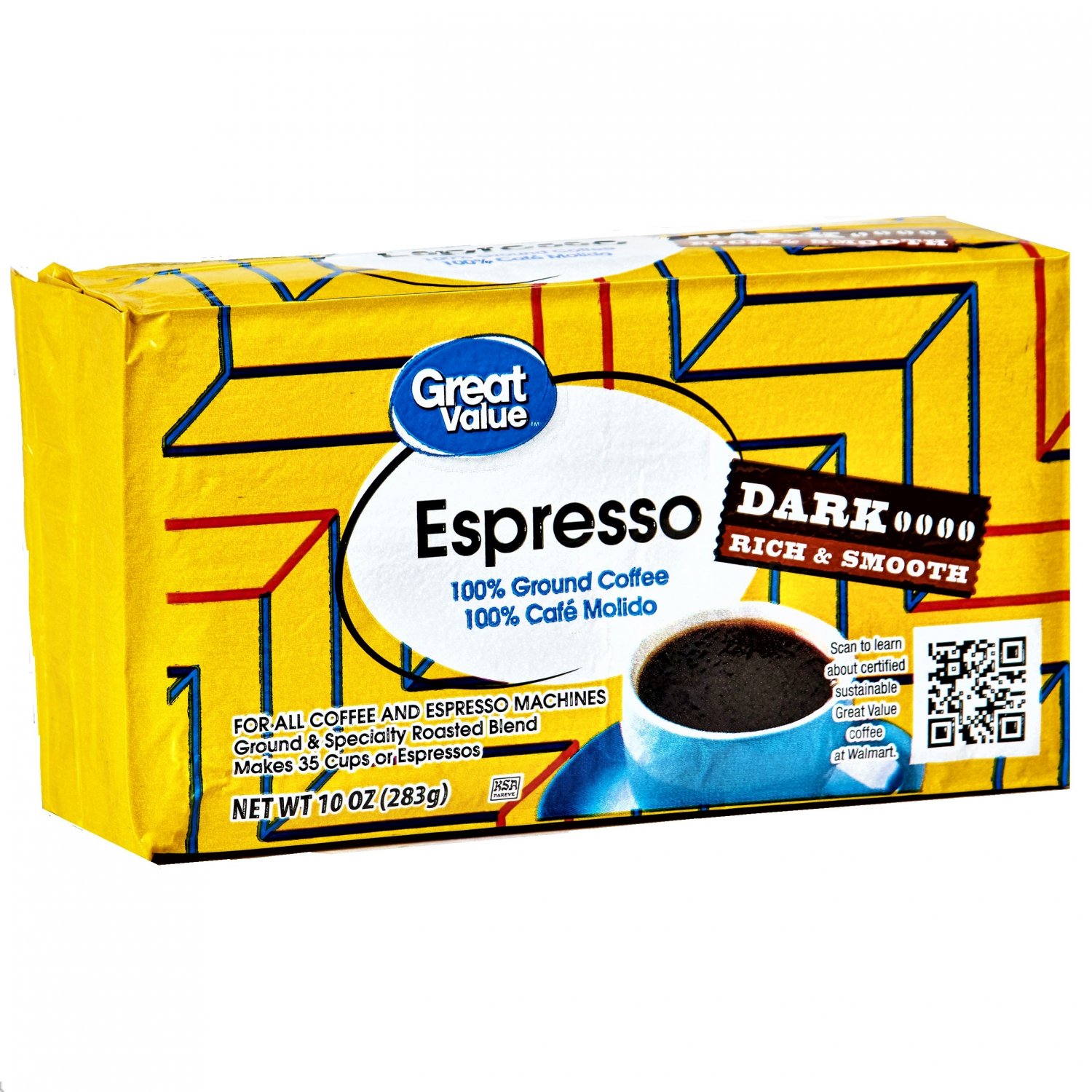 Great Value Espresso Ground Coffee Dark Rich & Smooth 10 Oz Brick 4 Bricks Great Value Espresso Ground Coffee Dark Rich & Smooth 10 Oz Brick 4 Bricks