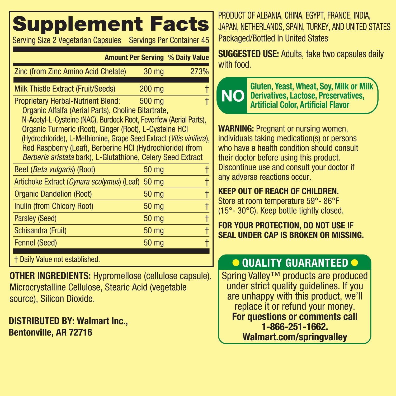 Spring Valley Liver Cleanse Support Dietary Supplement 90 Vegetarian ...